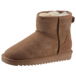 Schlupfboots Ara "Alaska Classic Short", Damen, Gr. 42, braun (cognac classic short), Lammfell, Veloursleder, unifarben, Schuhe Schlupfboots, Winterboots zum Schlupfen in bequemer Weite G (=weit)