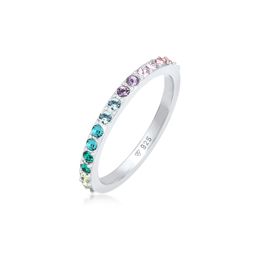 Silberring Elli "Ring Bandring Kristall Multi-Colour Pastell 925 Silber" Gr. 58, silber, Fingerringe, Damen, 58, Silber 925 (Sterlingsilber), Silberring