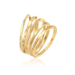 Ring-Set Elli "Ring Stapelringe Stacking Bandringe 5er Set 925 Silber" Gr. 58, gold, Fingerringe, Damen, 58, ohne Stein, Silber 925 (Sterlingsilber), 2mm, Ring-Set