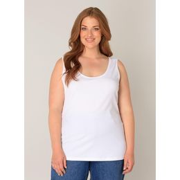 Tanktop Base Level Curvy, Damen, Gr. 52, wei&szlig;, Jersey, Obermaterial: 94% Baumwolle, 6% Elasthan, unifarben, normal h&uuml;ftbedeckend, Rundhals, Tops Tanktop, in gro&szlig;en Gr&ouml;&szlig;en