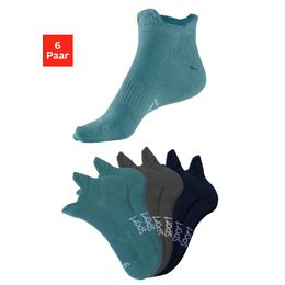 Sneakersocken Bench., Damen, Gr. 35-38, bunt (2x dunkel mint, 2x grau, 2x marine), Baumwollmischung, unifarben, elastisch, Socken Sneakersocken, mit feiner Mesh Konstruktion und Mittelfu&szlig;gummi