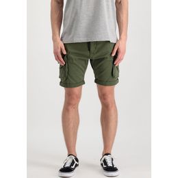 Cargoshorts Alpha Industries "Crew Short", Herren, Gr. 28, N-Gr, gr&uuml;n (schwarz olive), Web, Obermaterial: 98% Baumwolle, 2% Elasthan, unifarben, slim fit kniefrei, Hosen Cargoshorts