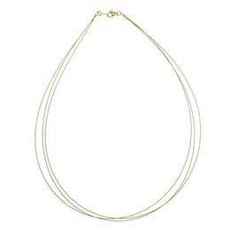 Halsreif OSTSEE-SCHMUCK "- Nyloncollier 3-reihig -goldfarben- - Edelstahl - Verschlu&szlig; aus Gold 333/000" Gr. 42, gold (gold 333, goldfarben, gelb), Halsketten, Damen, 42, Edelstahl, Halsreif