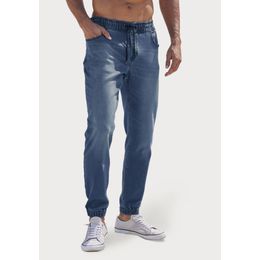 Jogger Pants John Devin "Jogg Pants", Herren, Gr. M (48/50), N-Gr, blau (blau, denim), Jeans, Obermaterial: 65% Baumwolle, 33% Polyester, 2% Elasthan, unifarben, bequem lang, Hosen Jogger Pants, Joggpants mit elastischem Bund aus weicher Stretch-Qualit&auml;t, Topseller