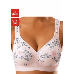 Soft-BH Petite Fleur, Damen, Gr. 100, Cup E, rosa (ros&eacute;, bedruckt, wei&szlig;), Jersey, Obermaterial: 90% Baumwolle, 10% Elasthan, BHs Soft-BH, ohne B&uuml;gel aus sanfter Baumwolle