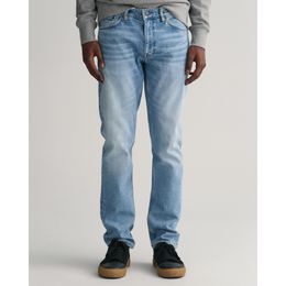 Regular-fit-Jeans Gant "REGULAR Gant JEANS", Herren, Gr. 29, L&auml;nge 30, blau (light blau vintage), Denim/Jeans, Obermaterial: 97% Baumwolle, 2% Polyester, 1% Elasthan, regular fit, Jeans Regular-fit-Jeans