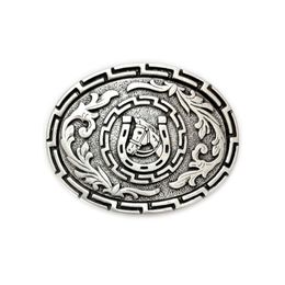 G&uuml;rtelschnalle RETTUNGSRING G&Uuml;RTEL "Pferde Oval Hufeisen Silber", Herren, silber (silberfarben), Obermaterial: 100% Metall, gemustert, G&uuml;rtel G&uuml;rtelschnalle