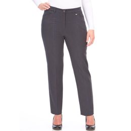 Stoffhose KjBRAND "Hose Bea in Bi-Stretch Kammgarnoptik mit B&uuml;gelfalte", Damen, Gr. 22, K-Gr, grau (anthrazit), Web, Obermaterial: 63% Polyester, 35% Viskose, 2% Elasthan, unifarben, weit, unten schmal normal, Hosen Stoffhose, Sommerhose, ideal f&uuml;r kr&auml;ftige Oberschenkel