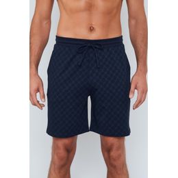 JOOP! Shorts JOOP "Leisure", Herren, Gr. L, N-Gr, blau (navy), Jersey, Obermaterial: 95% Baumwolle, 4% Elasthan, 1% sonstige Fasern, unifarben, bequem kurz, Hosen Shorts, mit Cornflower-Alloverprint, elastischer Bund