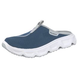 Badesandale Salomon "REELAX SLIDE 6.0", Damen, Gr. 44, blau (rauchblau), Textil, Schuhe Badesandale, Erholungsschuhe