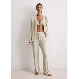 Marc O'Polo Loungehose MARC O'POLO "Soft Knit", Damen, Gr. XL, N-Gr, beige (graubeige), Feinstrick, Obermaterial: 95% Modal, 5% Elasthan, bequem lang, Hosen Loungehose, weich, Modalmix, seitliche Taschen, Bindeband, lockerer Fit