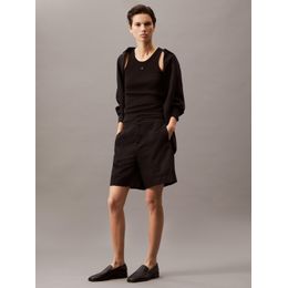 Bermudas Calvin Klein Jeans "SOFT LINEN SHORT", Damen, Gr. 29, N-Gr, schwarz, Web, Obermaterial: 61% Baumwolle, 39% Leinen, unifarben, normal kurz, Hosen Bermudas, im Bermuda-Stil
