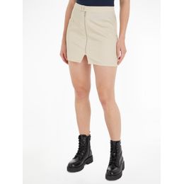 Minirock Tommy Jeans "TJW STRUCTURED CARGO MINI SKIRT", Damen, Gr. L (40), beige (newsprint), Web, Obermaterial: 56% Lyocell, 44% Baumwolle, unifarben, mini, R&ouml;cke Minirock, Webrock in strukturierter Qualit&auml;t, Cargo Form