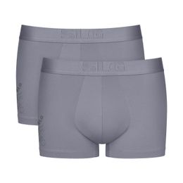 Trunk Sloggi "SLG Base Soft", Herren, Gr. M, morandi grau, Microfaser, Obermaterial: 61% Modal, 32% Polyamid, 7% Elasthan, k&ouml;rpernah, Unterhosen Trunk, ohne Eingriff, elastischer Logobund