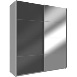 Schwebet&uuml;renschrank wimex "Easy", grau (wei&szlig;, grauglas, spiegel), B:135cm H:210cm T:65cm, Schr&auml;nke, Schwebet&uuml;renschrank, mit Glas und Spiegel