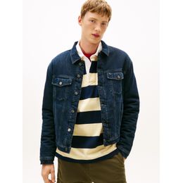 Jeansjacke Tommy Jeans "RYAN RGLR TEDDY TRCKR EXT", Herren, Gr. M, denim blau schwarz, Denim/Jeans, Obermaterial: 99% Baumwolle, 1% Elasthan, regular fit normal, Jacken Jeansjacke, Freizeitjacke, &Uuml;bergangsjacke