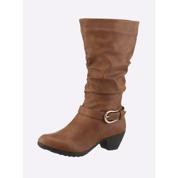 Stiefel Andrea Conti, Damen, Gr. 42, braun (cognac), Lederimitat, Schuhe Stiefel