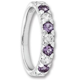 Silberring ONE ELEMENT "Zirkonia & Amethyst Ring aus 925 Silber" Gr. 54, silber, Fingerringe, Damen, 54,mit Zirkonia, Silber 925 (Sterlingsilber), Silberring