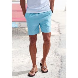 Shorts John Devin "Bermuda", Herren, Gr. M, N-Gr, blau (t&uuml;rkis), Web, Obermaterial: 97% Baumwolle, 3% Elasthan, unifarben, regular fit kurz, Hosen Shorts, kurze Hose aus elastischer, gewebter Baumwollqualit&auml;t