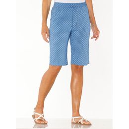 Bermudas Classic Basics, Damen, Gr. 40, Normalgr&ouml;&szlig;en, mittelblau, wei&szlig;, bedruckt, 100% Viskose, bedruckt, gemustert, Hosen Bermudas