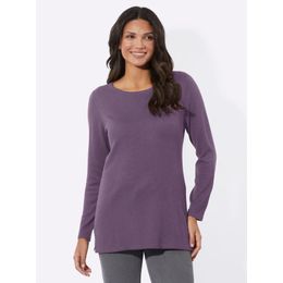 Longpullover Classic Basics "Longpullover", Damen, Gr. 44, lila (feige, meliert), 40% Viskose, 30% Polyamid, 25% Polyester, 5% Kaschmir, meliert, Pullover Longpullover