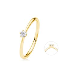 Diamantring ONE ELEMENT "0.1 ct Diamant Brillant Ring aus 585 Gelbgold" Gr. 57, gold, Fingerringe, Damen, 57,mit Brillant, Gelbgold 585, Diamantring