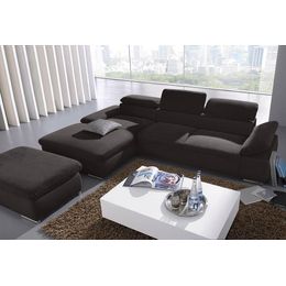 Sit & More Ecksofa SIT & MORE "Valantine L-Form, B: 286 cm", schwarz, B:286cm H:73cm T:174cm, 100% Polyester;Luxus-Kunstleder/Struktur (88% Polyester, 12% Polyamid), Sofas, Ecksofa, mit Arm- & Kopfteilverstellung, optional mit Bettfunktion