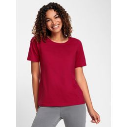 Kurzarmshirt Casual Looks "Kurzarm-Shirt", Damen, Gr. 40, rot, 95% Baumwolle, 5% Elasthan, unifarben, Rundhals, Shirts Kurzarmshirt