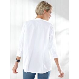 Schlupfbluse Classic Basics, Damen, Gr. 42, wei&szlig;, 100% Baumwolle, unifarben, V-Ausschnitt, Blusen Schlupfbluse