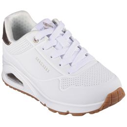 Sneaker Skechers "ESS - STREET GIRLS", M&auml;dchen, Gr. 33, wei&szlig;, Lederimitat, Schuhe Sneaker, Freizeitschuh mit gepolster.Schaftrand, Gr&ouml;&szlig;enschablone zum Download