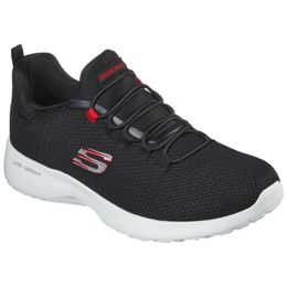 Slip-On Sneaker Skechers "DYNAMIGHT", Herren, Gr. 46, schwarz (schwarz, rot), Synthetik, Textil, Schuhe Slip-On Sneaker, Slipper, Freizeitschuh, Trainingschuh mit Memory Foam-Innensohle, Topseller
