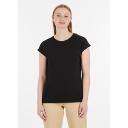 T-Shirt Ragwear "DIONA", Damen, Gr. XL, schwarz, Jersey, Obermaterial: 50% Baumwolle, 50% Modal, unifarben, figurumspielend h&uuml;ftbedeckend, Rundhals, angeschnitten Umschlagsaum, Shirts T-Shirt