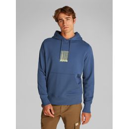 Hoodie Calvin Klein Jeans "BRUSH STROKE GRAPHIC HOODIE", Herren, Gr. S, blau (vintage indigo), Sweatware, Obermaterial: 100% Baumwolle, unifarben, bequem h&uuml;ftlang, Rippb&uuml;ndchen, Sweatshirts Hoodie, mit Logodruck