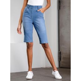 Jeansbermudas Classic Basics, Damen, Gr. 44, Normalgr&ouml;&szlig;en, blau (blau, bleached), 81% Baumwolle, 17% Polyester, 2% Elasthan, unifarben, kurz, Jeans Jeansbermudas