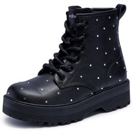 Schn&uuml;rstiefel Skechers "GRAVLEN HI", M&auml;dchen, Gr. 33, schwarz, Lederimitat, Schuhe Schn&uuml;rstiefel, Boots mit Nieten, Gr&ouml;&szlig;enschablone zum Download
