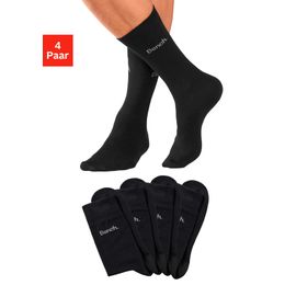 Basicsocken Bench., Herren, Gr. 43-46, schwarz (4x schwarz), Baumwollmischung, unifarben, elastisch, Socken Basicsocken, in angenehm weicher Markenqualit&auml;t, Topseller