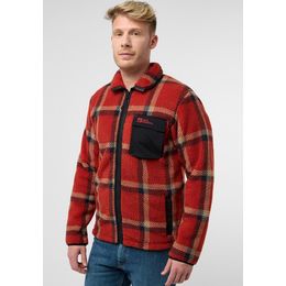 Fleecejacke Jack Wolfskin "FELSLICHT CHECK JKT M", Herren, Gr. L (52), rot (intense, rust), Obermaterial: 100% Polyester. Kontrast: 100% Polyamid . Futter: 100% Polyester, Jacken Fleecejacke