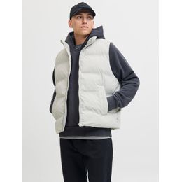 Jack & Jones Steppweste JACK & JONES "JJESOHO BODYWARMER COLLAR SN", Herren, Gr. L, grau (dove), Web, Obermaterial: 100% Polyester, unifarben, regular fit h&uuml;ftlang, Westen Steppweste