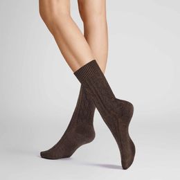 Socken Hudson "Socke Winter Plait", Damen, Gr. 35-38, schwarz (braunmeliert 0763), Obermaterial: 44% Wolle WO. 44% Polyacryl PAN. 10% Polyamid PA. 2% Elasthan EL., Socken Socken