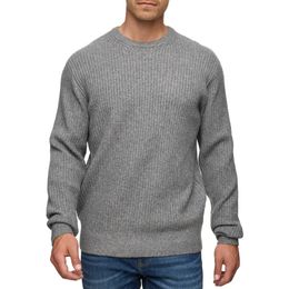 Troyer INDICODE "INBertram &frac12; zip", Herren, Gr. L, grau (grau mix), Strick, Obermaterial: 58% Polyacryl, 32% Polyester, 7% Wolle, 3% Elasthan, unifarben, regular fit h&uuml;ftbedeckend, hoch geschlossener Ausschnitt, Pullover Troyer
