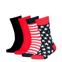 Socken Tommy Hilfiger "TH KIDS SOCK 4P STARS & STRIPES ECOM", M&auml;dchen, Gr. 23-26, tommy original, Baumwolle, Elasthan, Polyamid, gemustert, gestreift, mehrfarbig, Socken Socken, mit auff&auml;lligen Designakzenten