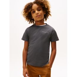 T-Shirt Tommy Hilfiger "MINI CORP T-SHIRT", M&auml;dchen, Gr. 3 (98), schwarz (washed schwarz), Single Jersey, Obermaterial: 100% Baumwolle, unifarben, regular fit normal, Rundhals, eingesetzt gerader Abschluss, Shirts T-Shirt, Kinder bis 16 Jahre