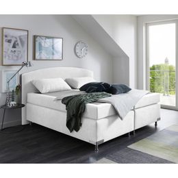 Boxspringbett "Amsterdam in den Breiten 160x200, 180x200cm & 200x200cm", wei&szlig;, B:215cm L:210cm, Westfalia Schlafkomfort, Komplettbetten, Boxspringbett