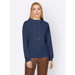 Sweatshirt Heine, Damen, Gr. 44, blau (dunkelblau), 50% Modal, 44% Polyester, 6% Elasthan, unifarben, Rundhals, Sweatshirts Sweatshirt
