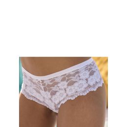Stringpanty Lascana, Damen, Gr. 40/42, wei&szlig;, Spitze, Obermaterial: 85% Polyamid, 10% Elasthan, 5% Polyester, Unterhosen Stringpanty, aus zarter, elastischer Jacquardspitze
