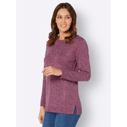Longpullover Classic Basics "Long-Pullover", Damen, Gr. 42, lila (malve, meliert), 100% Polyacryl, gemustert, mehrfarbig, meliert, Pullover Longpullover