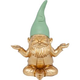 Dekofigur KARE DESIGN "Deko Figur Zwerg Meditation", gold (goldfarben), B:15cm H:19cm T:10cm, Kunststoff, Polyresin, Dekofiguren, Dekofigur