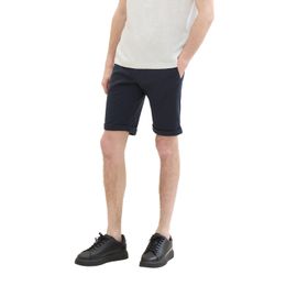 Bermudas Tom Tailor, Herren, Gr. 32, N-Gr, blau (blau classic melange), Obermaterial: 59% Polyester, 41% Baumwolle, meliert, slim fit kniefrei, Hosen Bermudas, Sommerhose mit Melange Optik