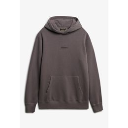 Kapuzensweatshirt Superdry "MICRO LOGO HOOD", Herren, Gr. XXL, grau (schwarz pebble grau), angeraute Sweatware, Obermaterial: 80% Baumwolle, 20% Polyester, unifarben, relaxed fit, Rundhals, Rippb&uuml;ndchen, Sweatshirts Kapuzensweatshirt