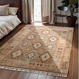 Teppich Hanse Home "Kelim Dune", beige (beige hellblau), B:160cm H:3mm L:230cm, Baumwolle, Wolle, Teppiche, Teppich, Wolle, Baumwolle, Natur, Handgewebt, orientalisch, Boho, traditionell